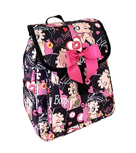 LuxeBag Betty Boop Canvas 13" Height Backpack with Ribbon (Multi)