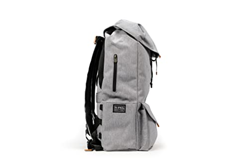 PKG Cambridge (31L) Backpack. 600D Water Resistant Double Layer Construction. 16" Laptop (Light Grey/Tan)