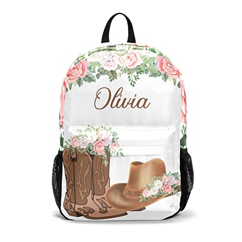 Yeshop Cowgirl Flower Personalized Backpack for Teen Boys Girls ,Custom Travel Backpack Bag Gift