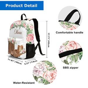 Yeshop Cowgirl Flower Personalized Backpack for Teen Boys Girls ,Custom Travel Backpack Bag Gift