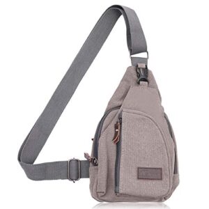 kalevel outdoor travel crossbody backpack casual chest bag men women (gray,s)