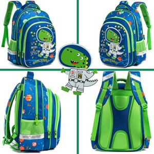 Egchescebo Boys Dinosaur backpack School Bookbag for Boys Kids Bling School Elementary Backpacks for Boys 17" Toddler Backpack Boys Bookbag Unicorn Bags for Boys Blue