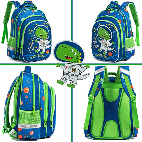 Egchescebo Boys Dinosaur backpack School Bookbag for Boys Kids Bling School Elementary Backpacks for Boys 17" Toddler Backpack Boys Bookbag Unicorn Bags for Boys Blue