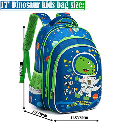 Egchescebo Boys Dinosaur backpack School Bookbag for Boys Kids Bling School Elementary Backpacks for Boys 17" Toddler Backpack Boys Bookbag Unicorn Bags for Boys Blue