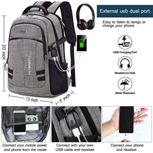 YANIMENGNU MINGMOU Travel laptop Backpack, extra large anti-theft school backpack, with USB charging port, waterproof 17 inch, schoolbag for boys and girls