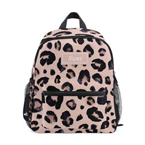 custom leopard print cheetah pink toddler backpack for boy girl preschool bag for children personalized bookbag