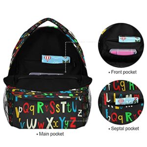 YPPAHHHH Education Alphabet School Bag Backpack College Bookbag, Rainbow Letter Laptop Backpacks Computer Bag Travel Hiking Camping Daypack for Women Girls Men Boys Students