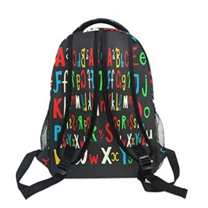 YPPAHHHH Education Alphabet School Bag Backpack College Bookbag, Rainbow Letter Laptop Backpacks Computer Bag Travel Hiking Camping Daypack for Women Girls Men Boys Students