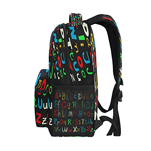 YPPAHHHH Education Alphabet School Bag Backpack College Bookbag, Rainbow Letter Laptop Backpacks Computer Bag Travel Hiking Camping Daypack for Women Girls Men Boys Students