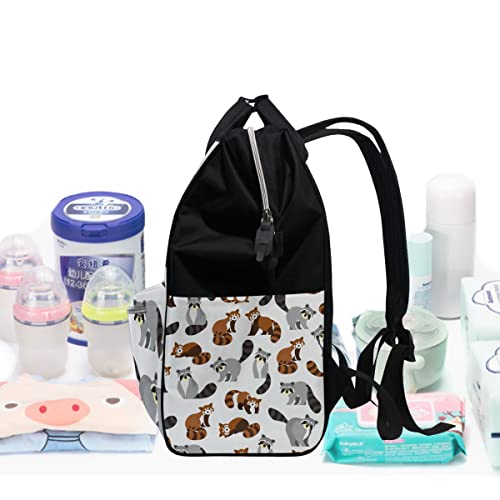 Diaper Bag Raccoons Animal Backpack Baby Bag School Backpack Mommy Bag Large Multifunction Travel Bag