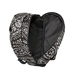 Backpack Daypack Casual Bag Paisley Mandala Black White Vintage Shoulder Rucksack