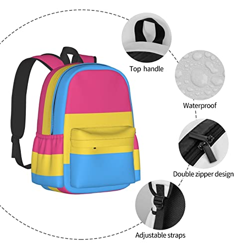 DGHREAW Pansexual Pride Flag Backpack for Men Women Girls Boys School Bag Travel Bag Lightweight Laptop Backpack with Pocket