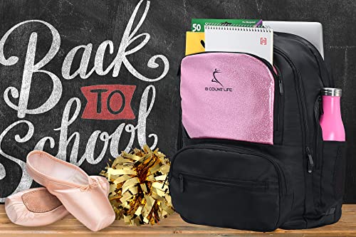 8 Count Life - Glitter Pink Backpack - ● All-Purpose ● Cheer ● Dance ● School ● Travel ● Laptop ● Water Resistant