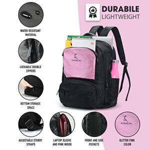 8 Count Life - Glitter Pink Backpack - ● All-Purpose ● Cheer ● Dance ● School ● Travel ● Laptop ● Water Resistant