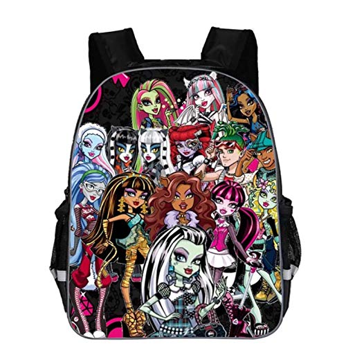 Gengx Unisex Child Monster High Canvas Backpack-Students Back to School Lightweight Book Bag Travel Backpack with Side Pockets, One Size