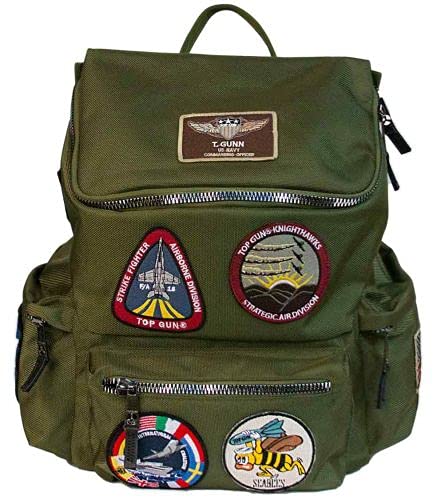 Top Gun Nylon Backpack with Patches (Olive)