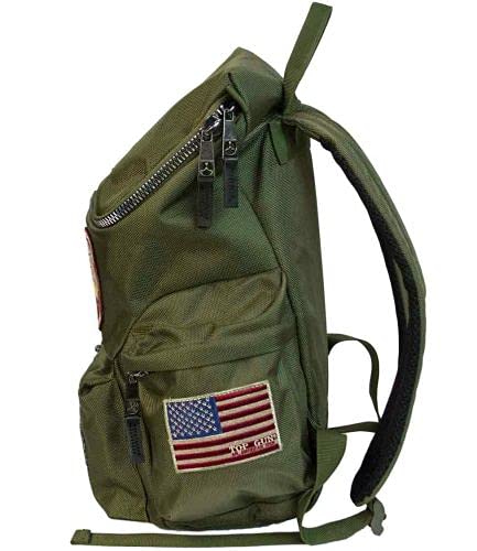 Top Gun Nylon Backpack with Patches (Olive)