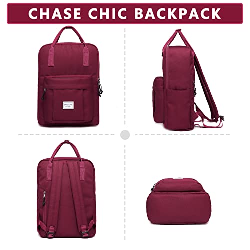 Mini Backpack for Women, Chasechic Lightweight Cute Small Hiking Casual Aesthetic Daypack for Teen Girls Wine Red