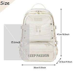 Laptop Backpacks for Women Men 16 Inch School Bag College Backpack Anti Theft Travel Daypack Bookbag for Teens Girls Students (Beige)