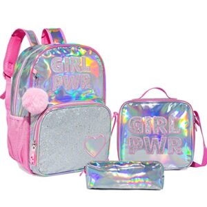 htgroce pink girls backpack with lunch box pwr preschool backpack school bag with lunch box sequin girls backpack set for elementary preschool bookbag pink