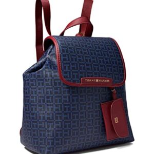 Tommy Hilfiger Kennedy II Flap Backpack w/Hangoff-Coated Square Monogram Tommy Navy/Charcoal Blue One Size