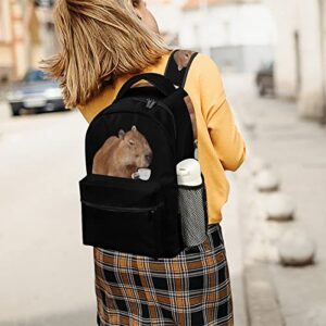 Capybara Sipping Coffee Backpack for Women,Laptop Backpack for Men,Lightweight Travel Casual Backpack Bookbag with Large Capacity,16inch