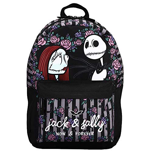 Jack & Sally Nightmare Before Christmas Movie Floral Mix Block Backpack