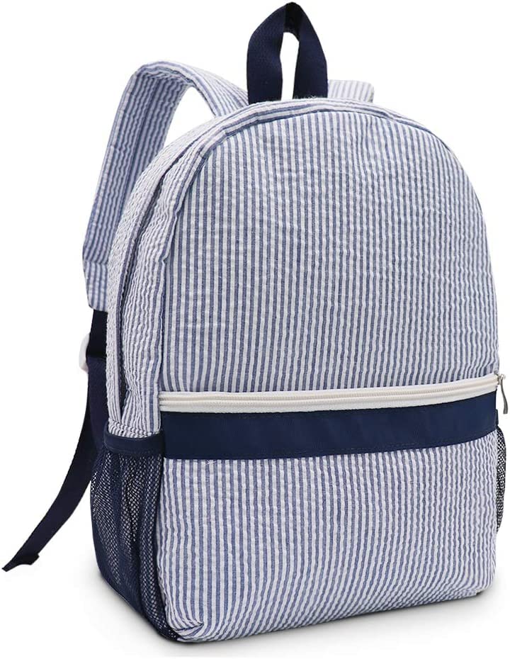 GFU Toddler Backpack, Seersucker Gingham Kids Backpack for Boys and Girls, Preschool Kids Backpack, Lightweight Schoolbag for Child, Large