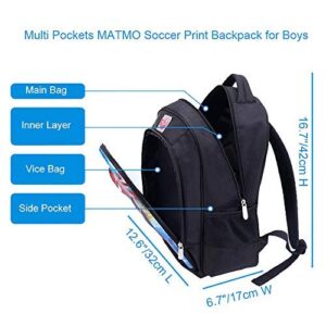 MATMO Soccer Backpack for Boys, Soccer Print Backpack Cool Football Pattern School Bag (Soccer Bag 9)