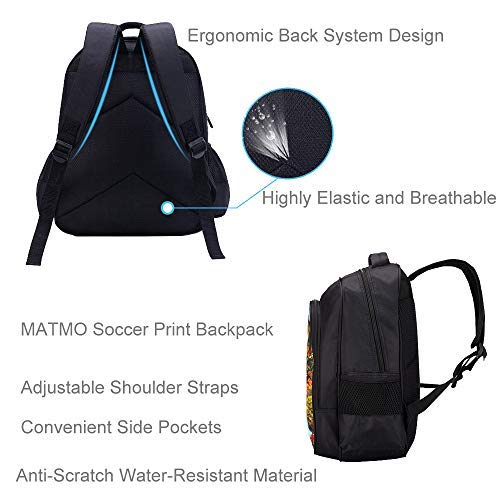 MATMO Soccer Backpack for Boys, Soccer Print Backpack Cool Football Pattern School Bag (Soccer Bag 9)