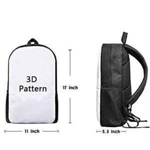 Dellukee Middle School Backpack 3D Wolf Printed Black Book Bag For Teens Boys Girls One_Size