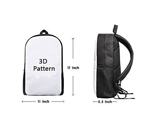 Dellukee Middle School Backpack 3D Wolf Printed Black Book Bag For Teens Boys Girls One_Size