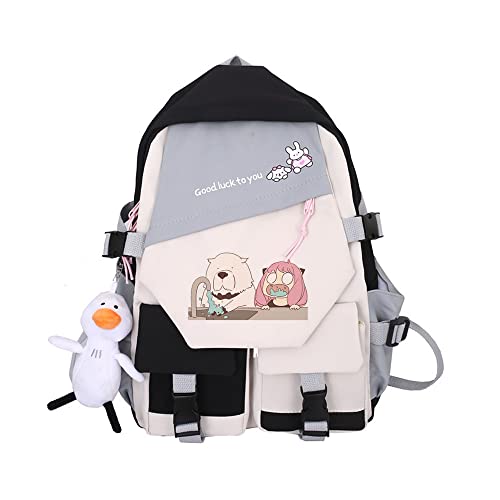 TKBASO Anime Anya Forger Backpack Cosplay Bag Kawaii Backpack Laptop Bag With Pendant Pink (8)