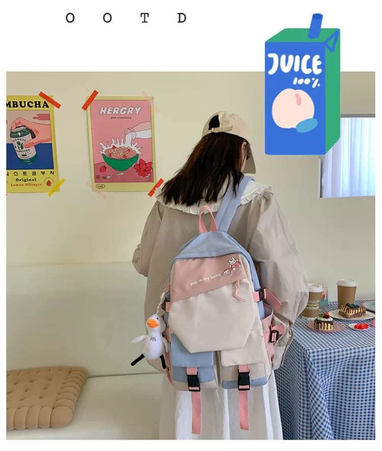 TKBASO Anime Anya Forger Backpack Cosplay Bag Kawaii Backpack Laptop Bag With Pendant Pink (8)