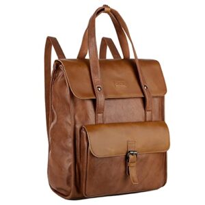 leather backpack travel backpack college backpack leather backpack purse for women and men bp-17 (brown)