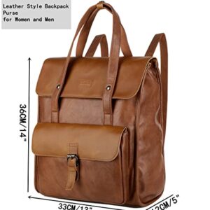 Leather Backpack Travel Backpack College Backpack Leather Backpack Purse for Women and Men BP-17 (Brown)