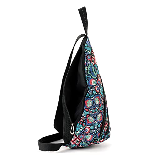 Sakroots Women's On The Go Sling Backpack in Nylon Eco Twill, Multi Ikat World