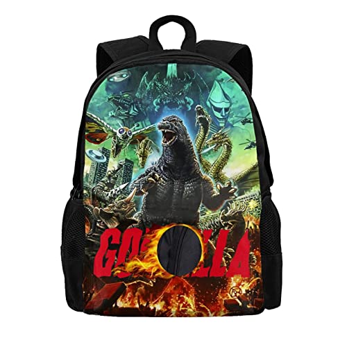 Monster Backpack Lightweight Cartoon Book Bag Shoulders Daypack Casual Fashion With Bottle Side Pockets Bookbag