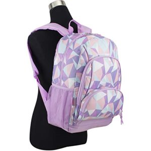 Eastsport Multi Pocket School Backpack, Lovely Lilac/Cryal Clear Geo Print