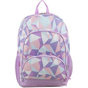 Eastsport Multi Pocket School Backpack, Lovely Lilac/Cryal Clear Geo Print