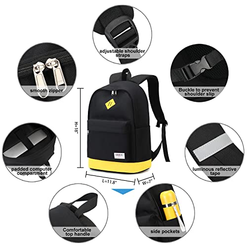 Cusangel Kids Backpack for School, Lightweight Water Resistant Casual Daypack Black Large Elementary Preschool College backpack ,Junior & Middle High School Bookbag for Teen Boys/Men