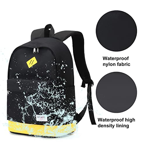 Cusangel Kids Backpack for School, Lightweight Water Resistant Casual Daypack Black Large Elementary Preschool College backpack ,Junior & Middle High School Bookbag for Teen Boys/Men