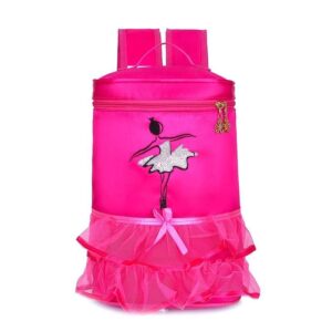 cute girls toddler dance bag, waterproof ballerina dance bag for toddler girls with lace, and embroidered polyester backpack (magical magenta)