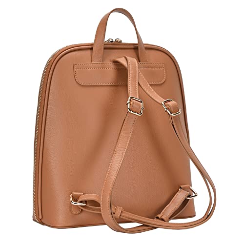 Miztique The Chloe Backpack Purse for Women, Sleek Shoulder Bag, Soft Vegan Leather - Tan