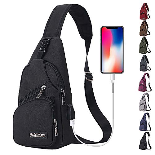 Peicees Travel Gym Bike Sling Bag Shoulder Backpack Daypack w/USB Charging Port