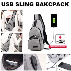 Peicees Travel Gym Bike Sling Bag Shoulder Backpack Daypack w/USB Charging Port