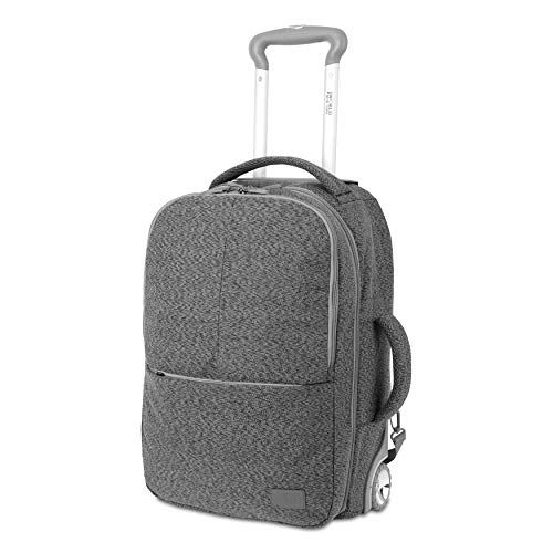 J World New York Rover Carry-On Backpack w/Wheels. Rolling Laptop, Grey, One Size