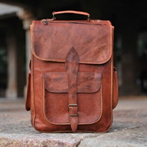 Handmade Genuine Leather Backpacks Laptop Computer Bag for Men Women Gift for Him Her