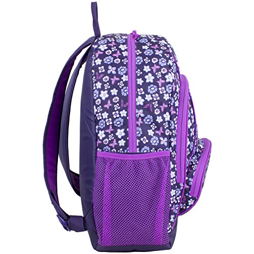 Fuel Multi Pocket Backpack with Fun Prints, Casual Daypack, Multipurpose Bag (Purple Floral Print)