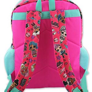 L.O.L. Surprise! Dolls Girls 16" Backpack 5 piece School Set (One Size, Blue/Pink)